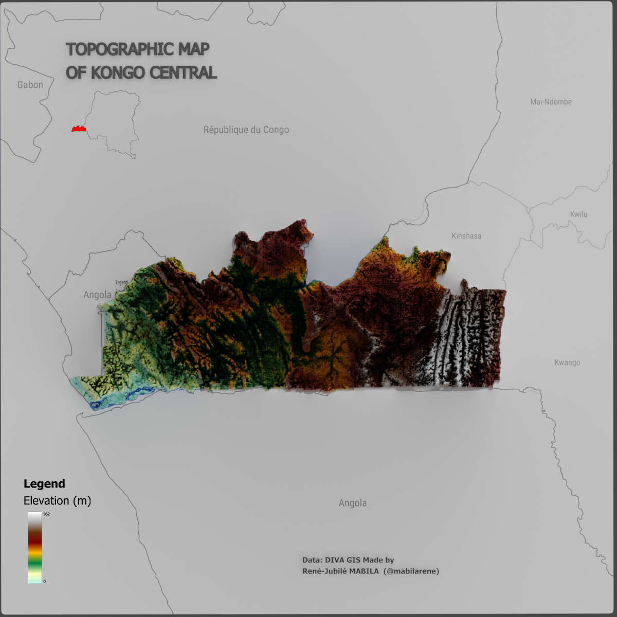 René-Jubilé MABILA - Relief Map of DR Congo provinces’